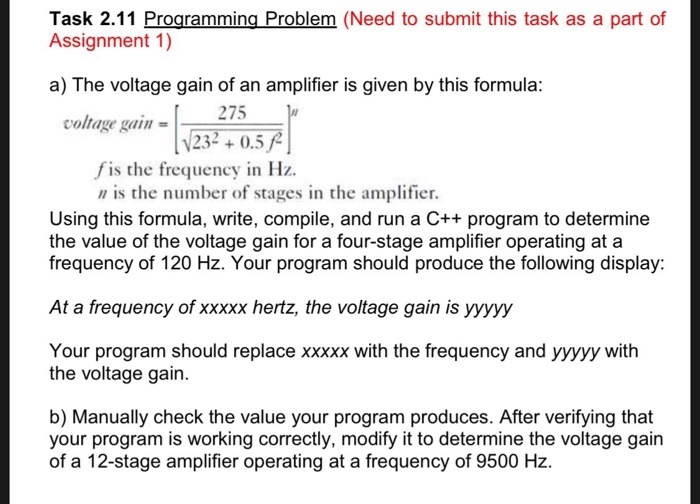 Solved Task 2.11 Programming Problem (Need to submit this | Chegg.com