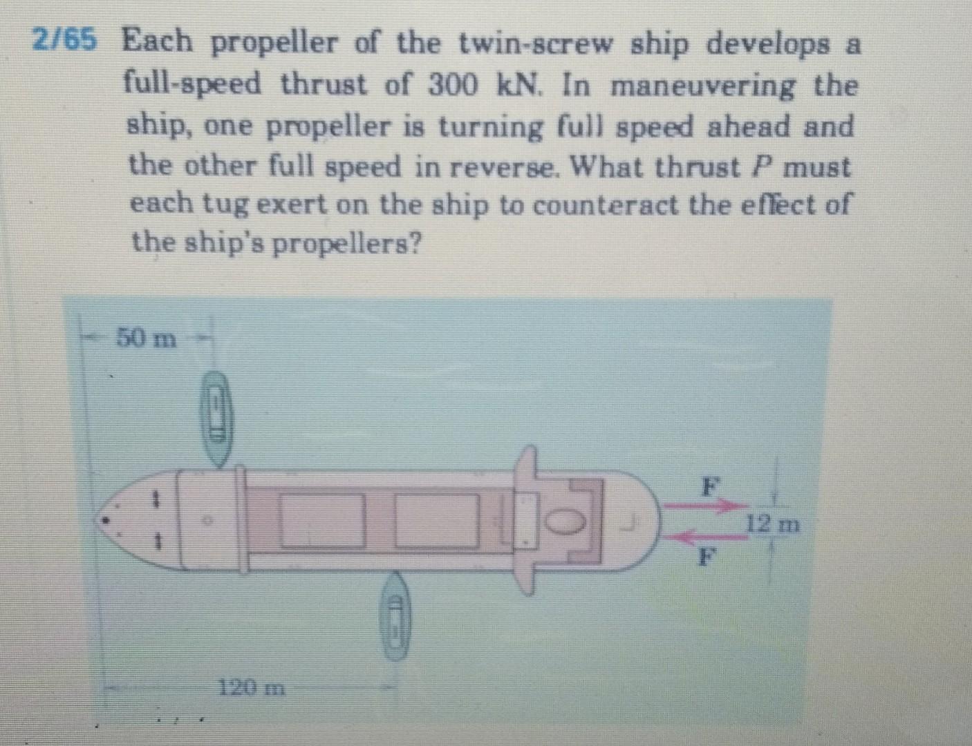 Solved 165 Each propeller of the twin-screw ship develops a | Chegg.com