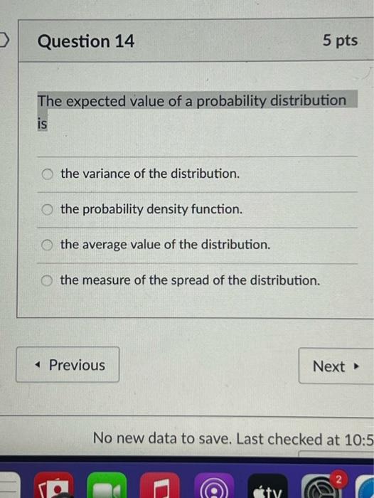Solved The expected value of a probability distribution is | Chegg.com