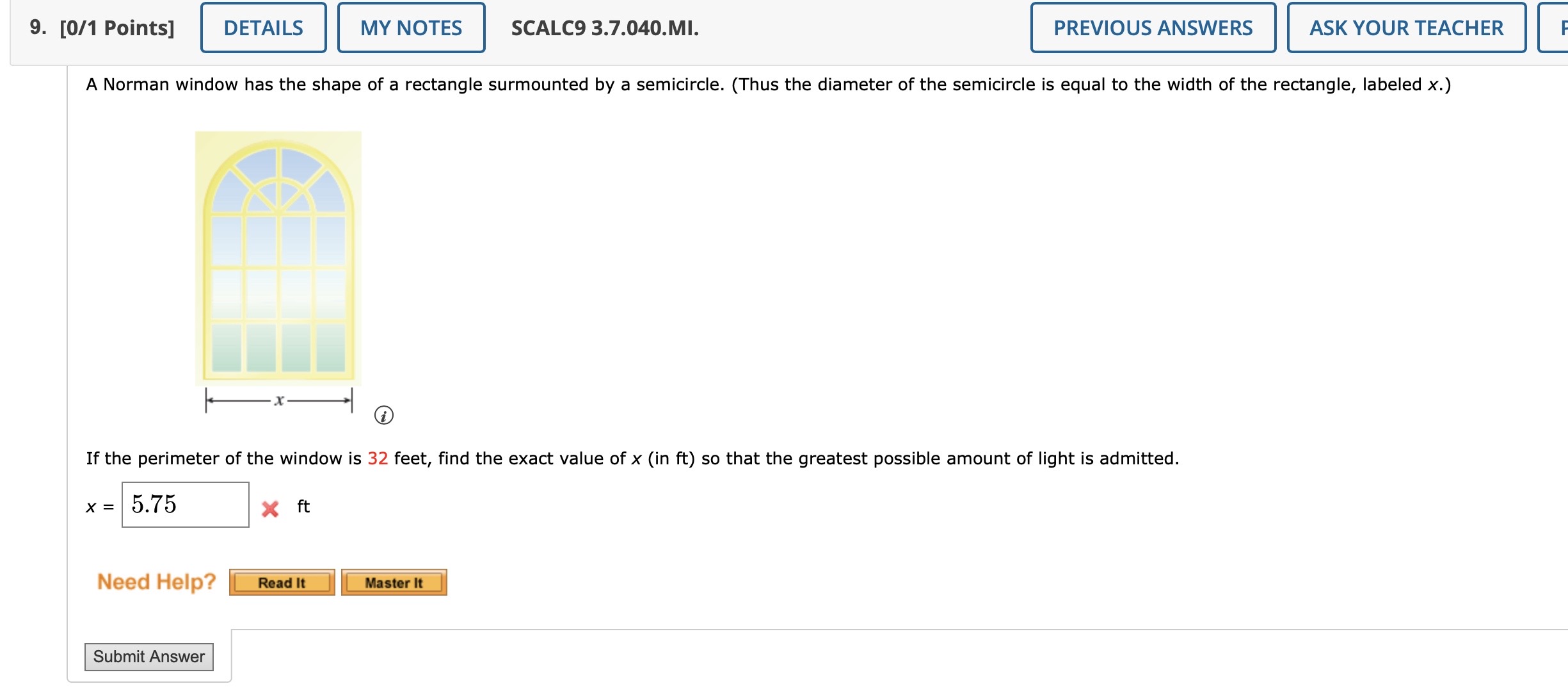 Solved A Norman window has the shape of a rectangle | Chegg.com