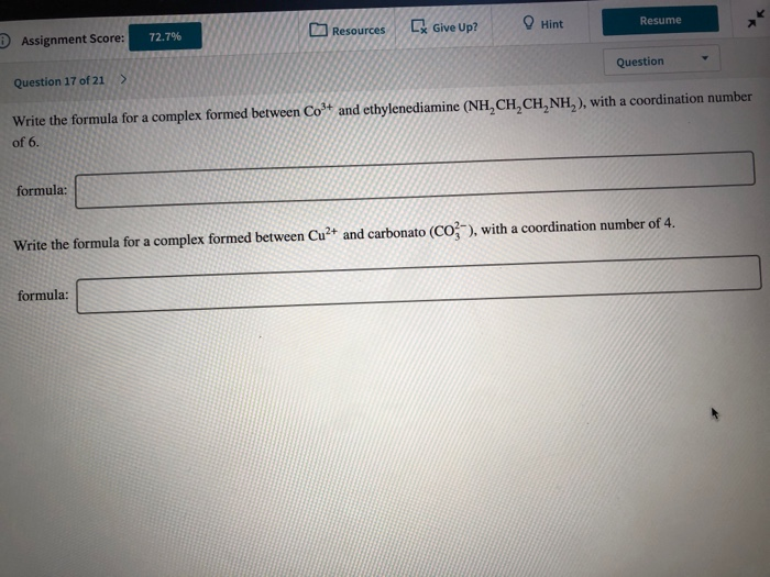 Solved Assignment Score: 72.7% Resources Ex Give Up? Hint | Chegg.com