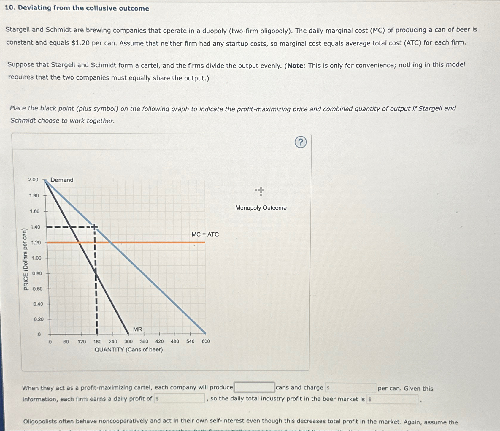 Deviating from the collusive outcomeStargell and | Chegg.com