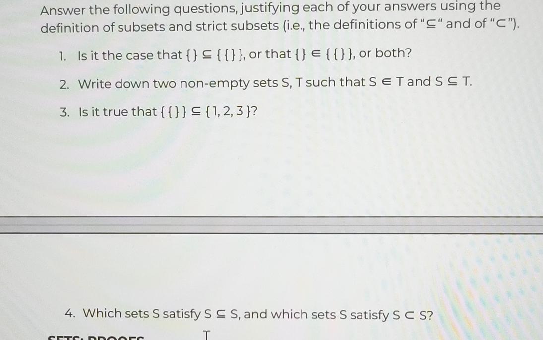 Solved Answer the following questions, justifying each of | Chegg.com