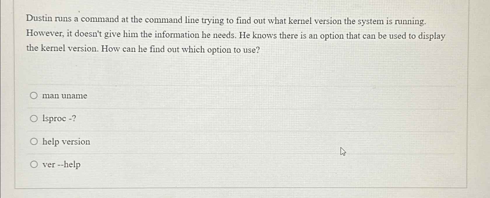 Solved Dustin runs a command at the command line trying to | Chegg.com