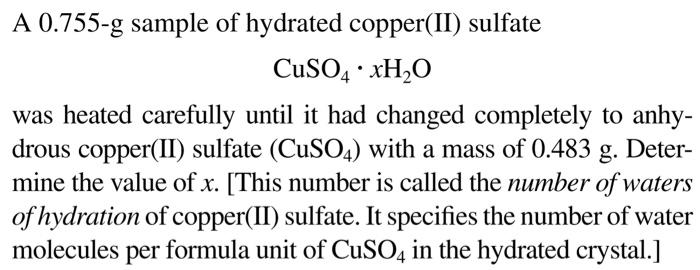 Solved A 0.755-g sample of hydrated copper(II) sulfate | Chegg.com