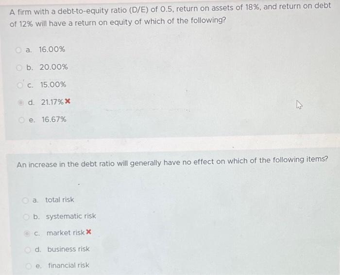 Solved A firm with a debt-to-equity ratio (D/E) of 0.5 , | Chegg.com