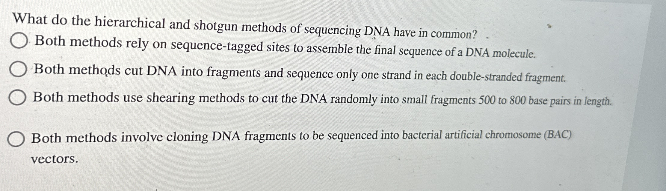 Solved What do the hierarchical and shotgun methods of | Chegg.com