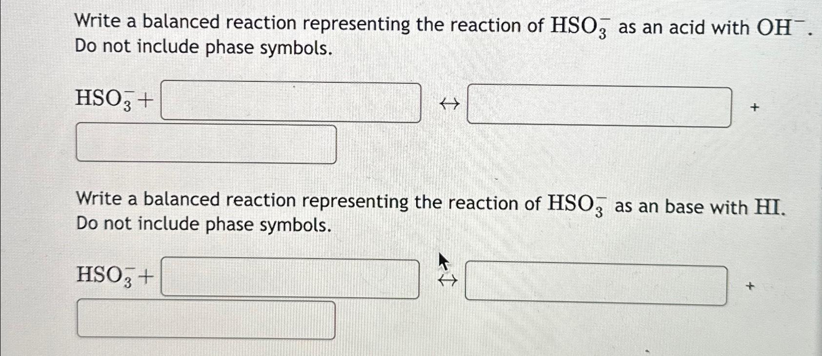 Solved Write a balanced reaction representing the reaction | Chegg.com