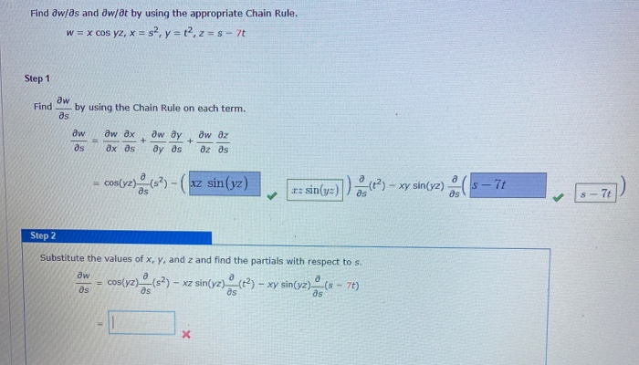 Solved Find Ow/ds and dw/at by using the appropriate Chain | Chegg.com