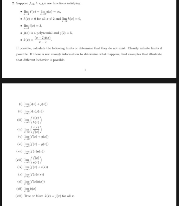 Solved 2. Suppose f.g, h, i, j, k are functions satisfying • | Chegg.com