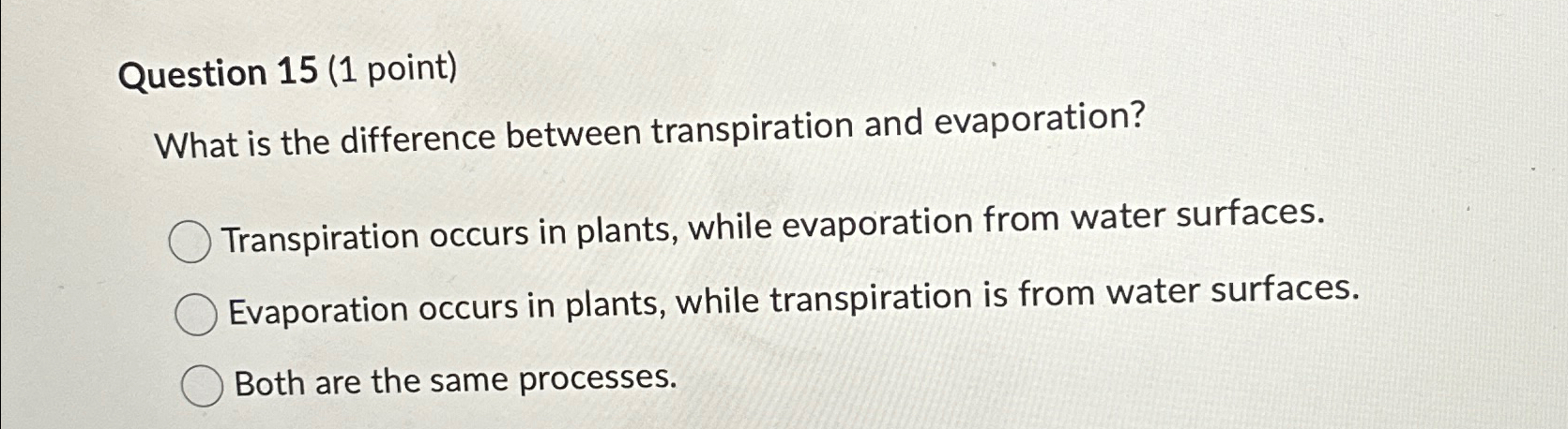 Solved Question 15 (1 ﻿point)What is the difference between | Chegg.com