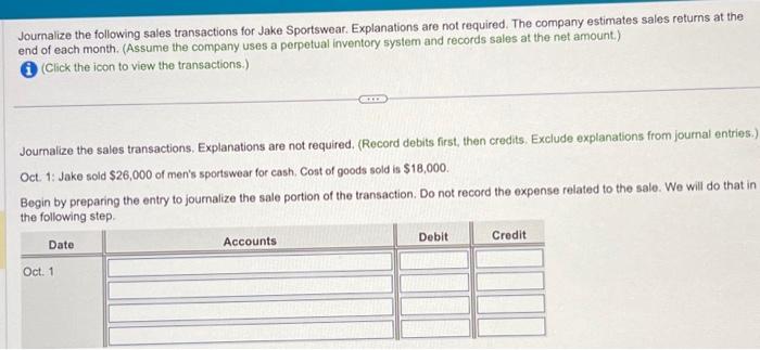 Solved Journalize the following sales transactions for | Chegg.com