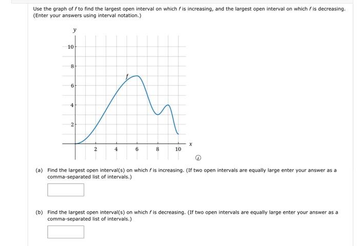 Solved Use the graph of f to find the largest open interval | Chegg.com