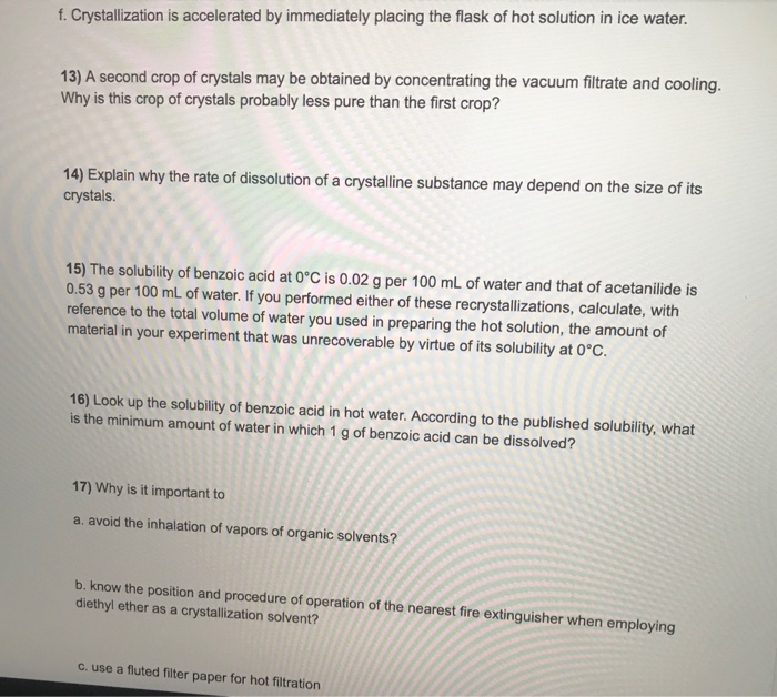 Solved 10) The following solvent selection data were | Chegg.com
