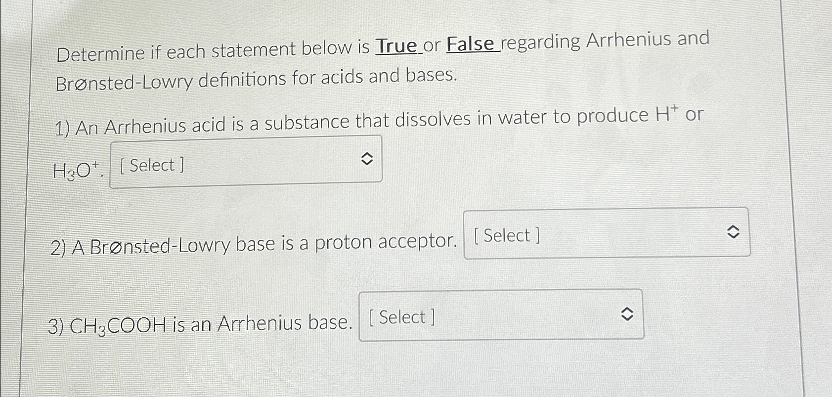 Solved Determine if each statement below is True or False | Chegg.com