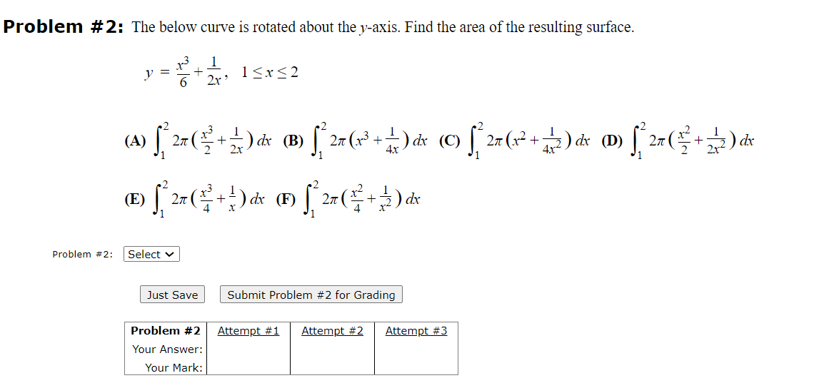 [Solved]: Problem # 2: The below curve is rotated about the