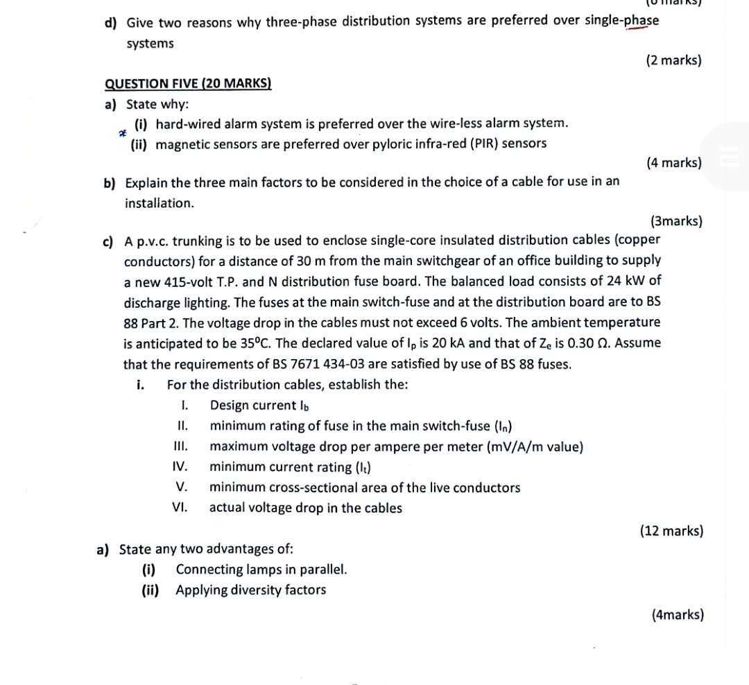 Solved d) ﻿Give two reasons why three-phase distribution | Chegg.com