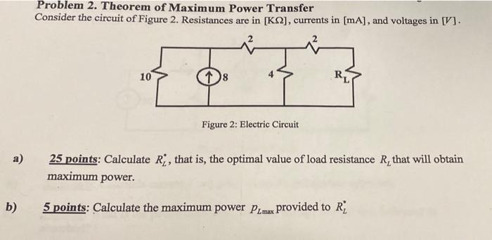 Solved Problem 2. Theorem of Maximum Power Transfer Consider | Chegg.com