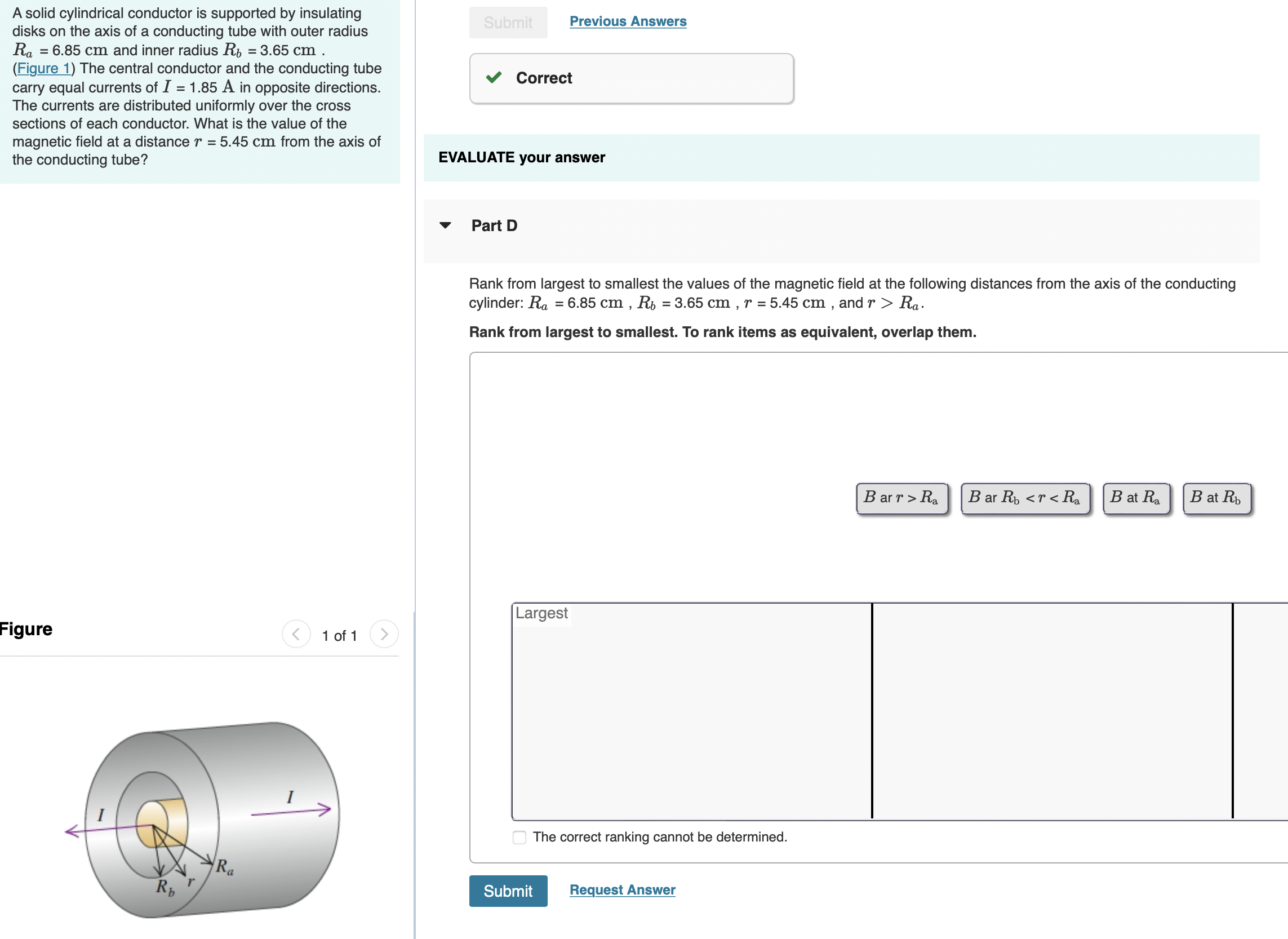 Solved A solid cylindrical conductor is supported by | Chegg.com