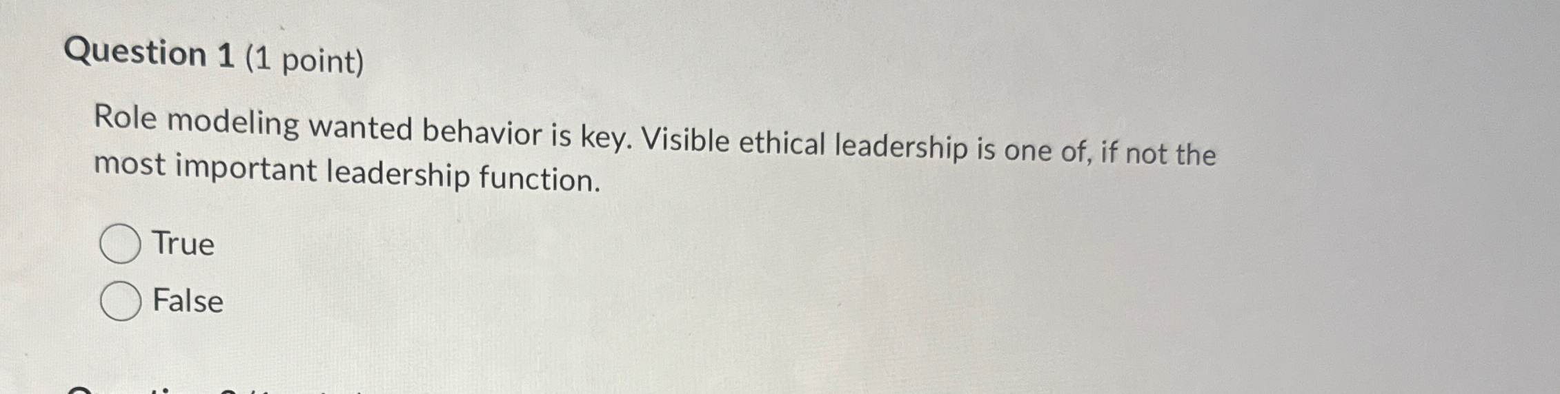 Solved Question 1 (1 ﻿point)Role modeling wanted behavior is | Chegg.com