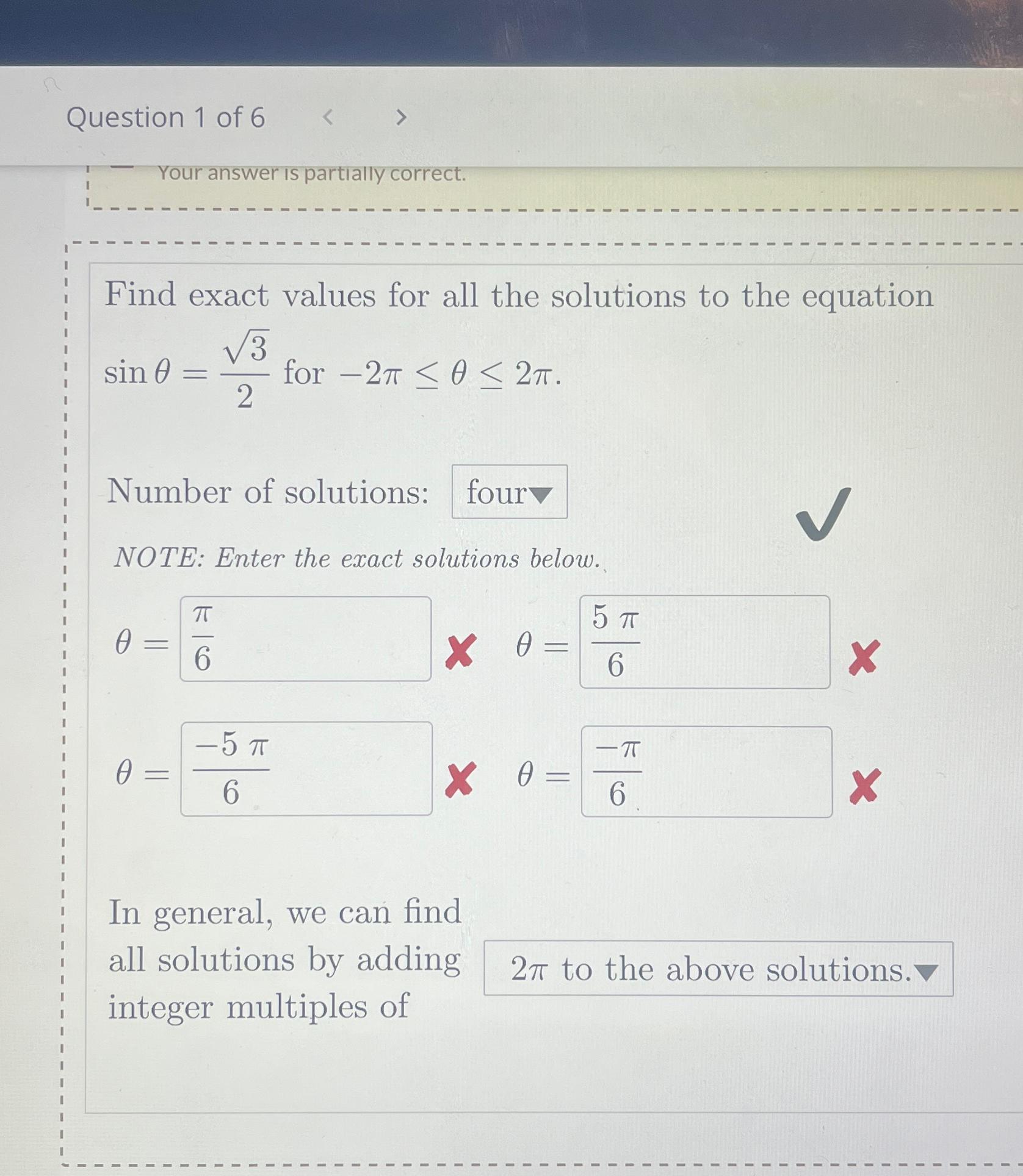 Solved Question 1 ﻿of 6Your answer is partially correct.Find | Chegg.com