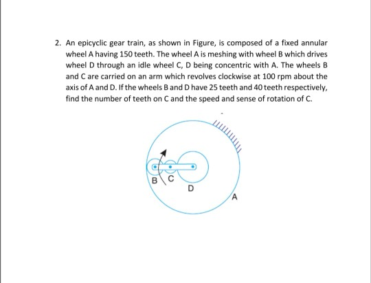 Solved 2. An epicyclic gear train, as shown in Figure, is | Chegg.com