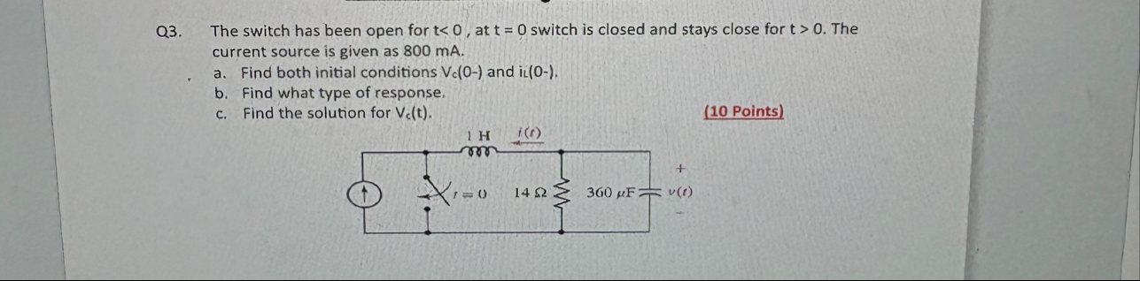 Solved Q3. ﻿The switch has been open for t
