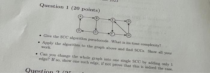 Solved Question 1 ( 20 points) - Give the SCG Angvrrmm | Chegg.com