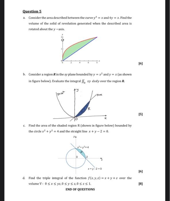 Solved a. Consider the area described between the curve y3=x | Chegg.com
