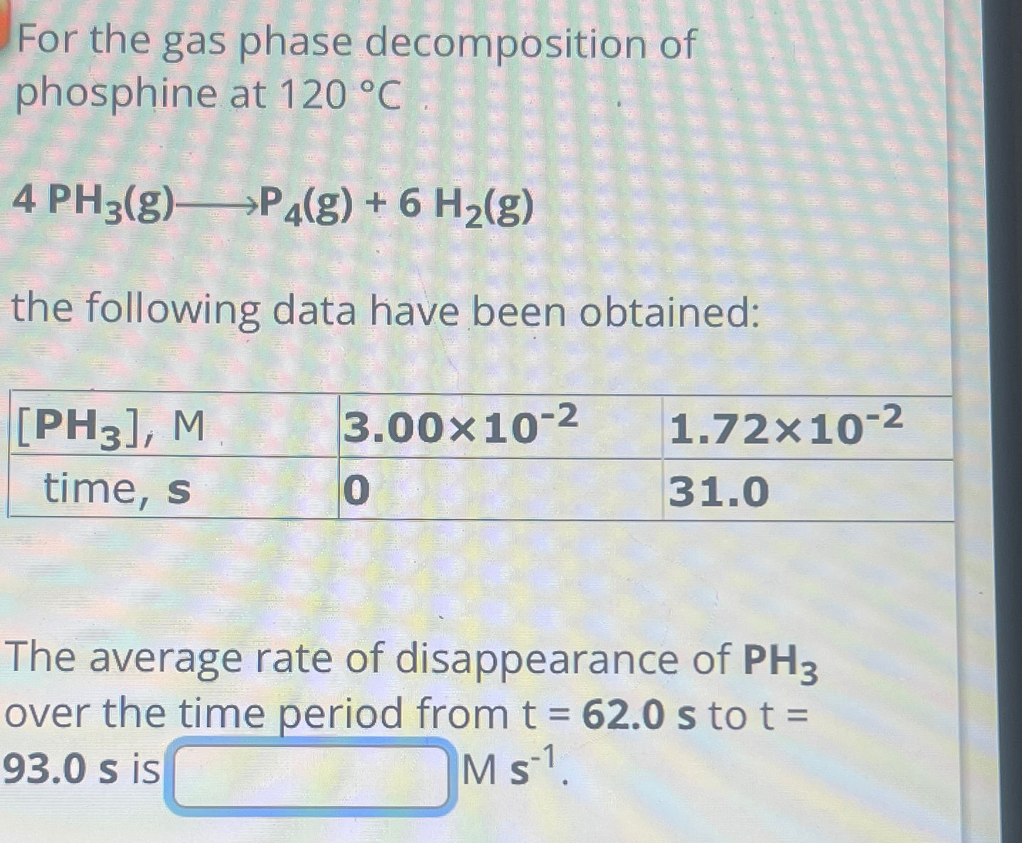 Solved For the gas phase decomposition of phosphine at | Chegg.com