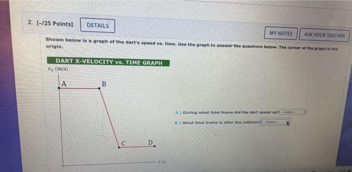 Solved Shown below is a graph of the dart's speed vs, time. | Chegg.com