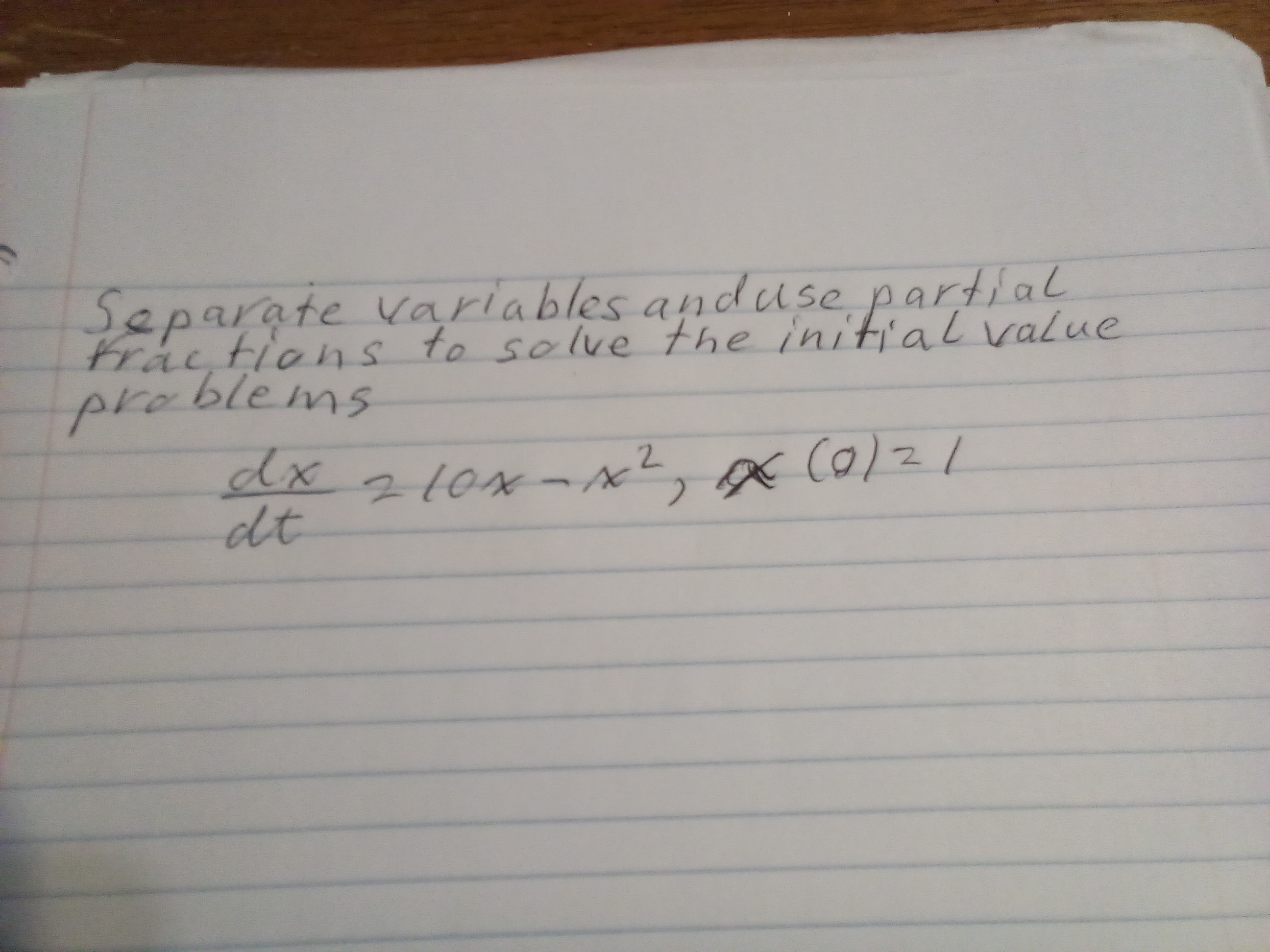 Solved Separate variables anduse partialfractions to solve | Chegg.com