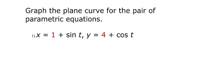 Solved Graph the plane curve for the pair of parametric | Chegg.com