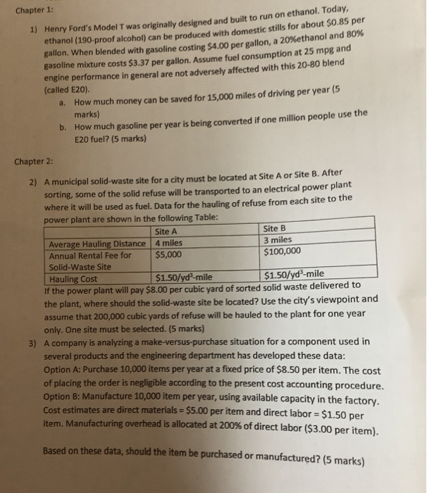 Solved Chapter 1: 1) Henry Ford's Model T was originally | Chegg.com