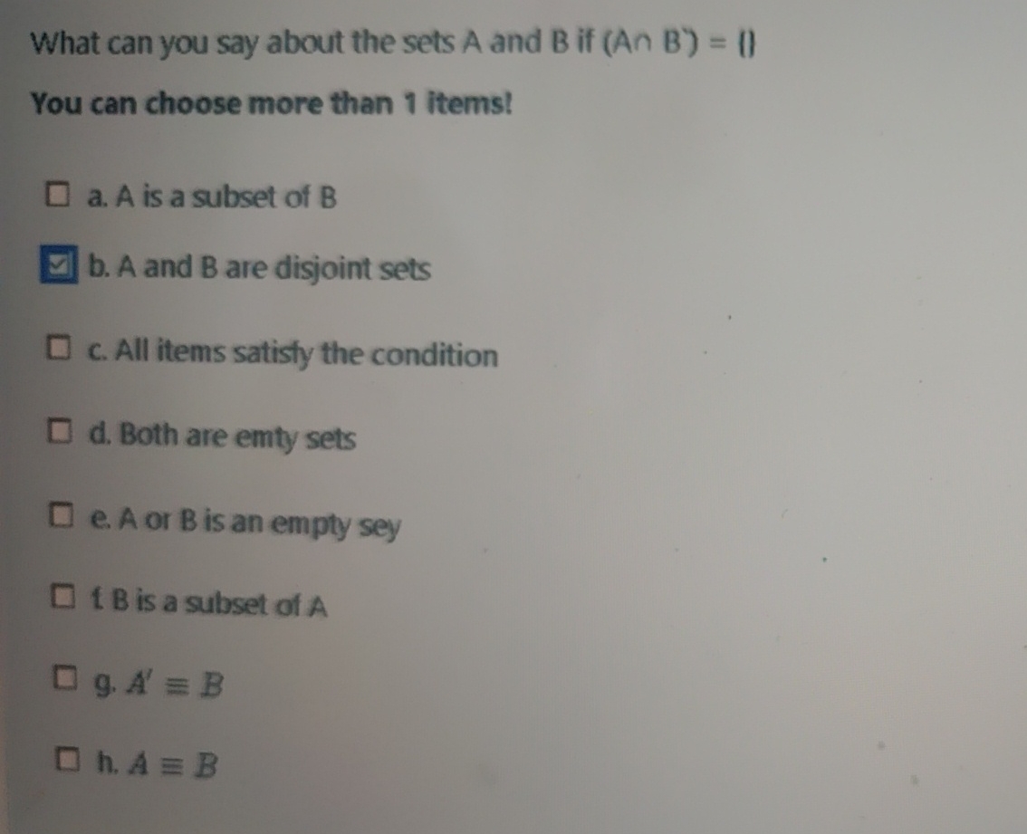 Solved What can you say about the sets A and B ﻿if | Chegg.com