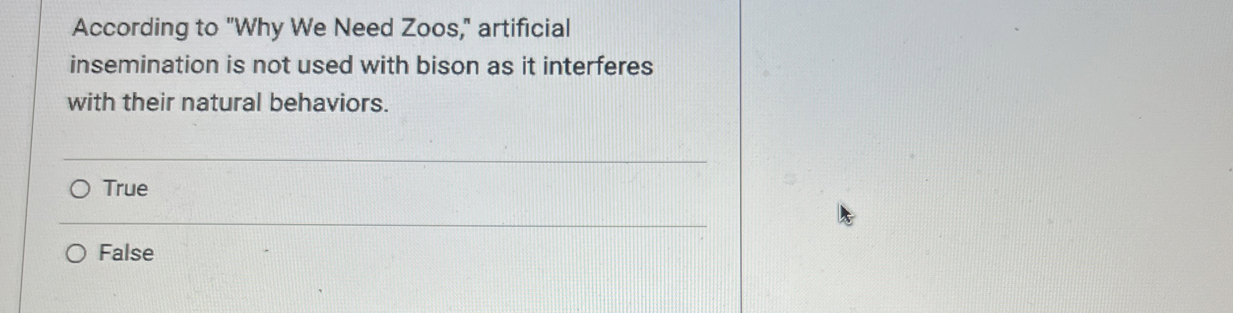 Solved According to "Why We Need Zoos," artificial | Chegg.com