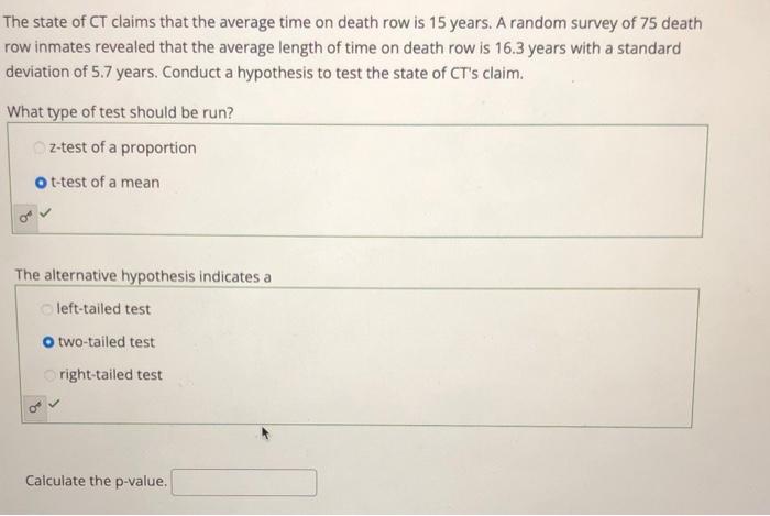Solved The state of CT claims that the average time on death | Chegg.com