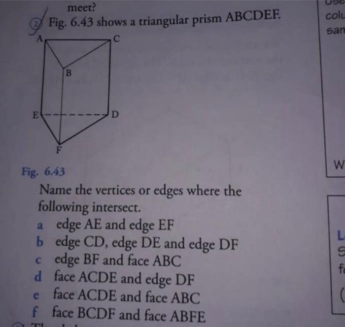 Solved meet? Fig. 6.43 shows a triangular prism ABCDEF. A C | Chegg.com