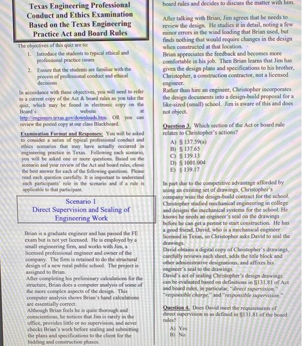 Solved at Texas Engineering Professional Conduct and Ethics | Chegg.com