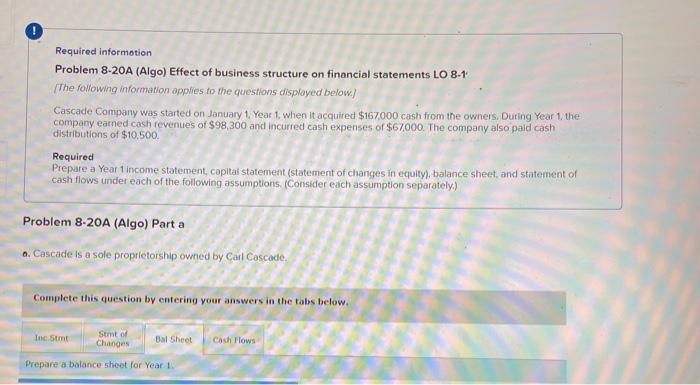 Solved ! Required information Problem 8-20A (Algo) Effect of | Chegg.com