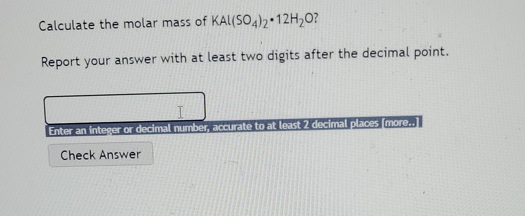Solved What is the theoretical yield (mass) of alum if 0.468 | Chegg.com