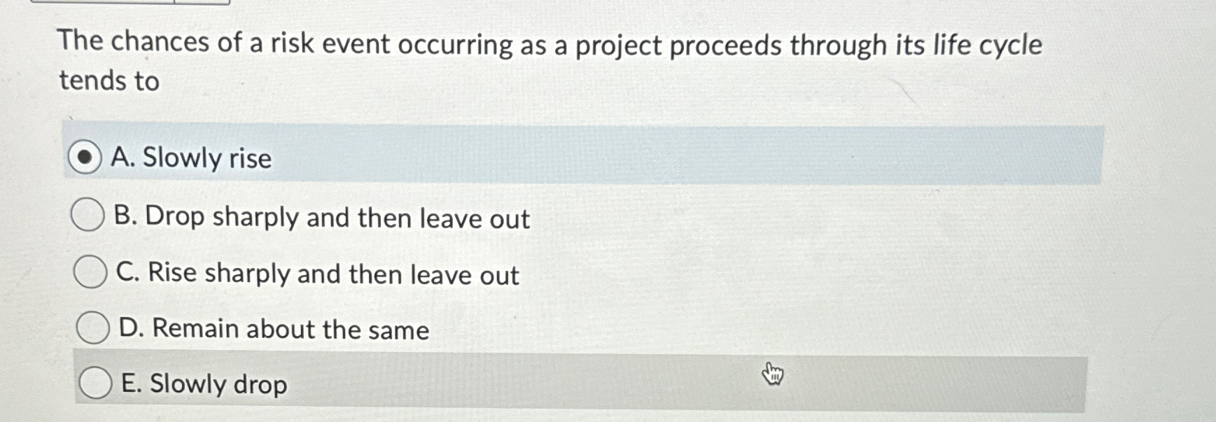 Solved The chances of a risk event occurring as a project | Chegg.com