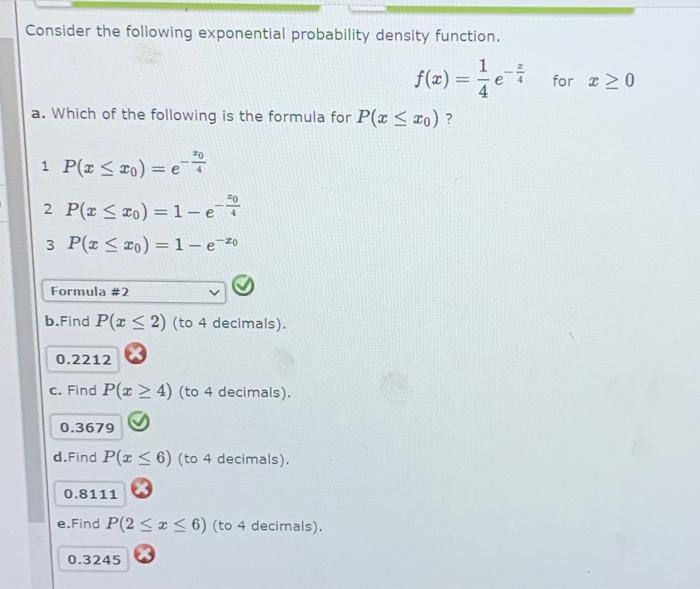 Solved Consider the following exponential probability | Chegg.com