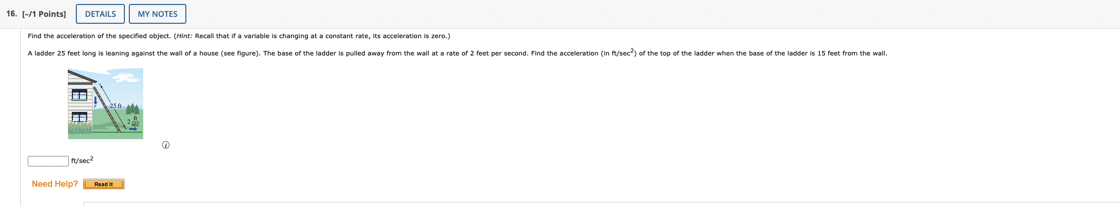 Solved [-/1 ﻿Points] ﻿longrightarrowFind the acceleration | Chegg.com