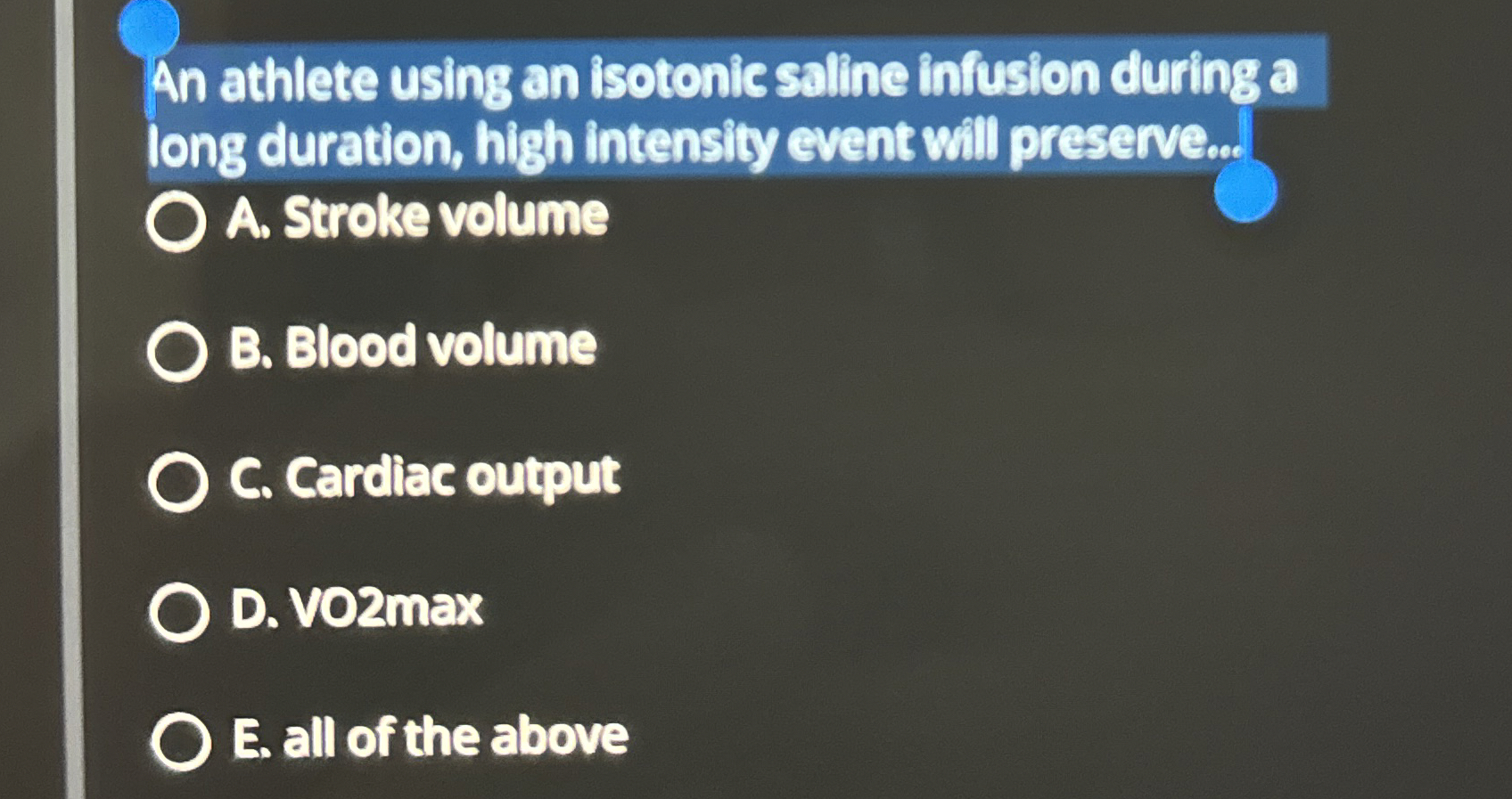 Solved An athlete using an isotonic saline infusion during a | Chegg.com