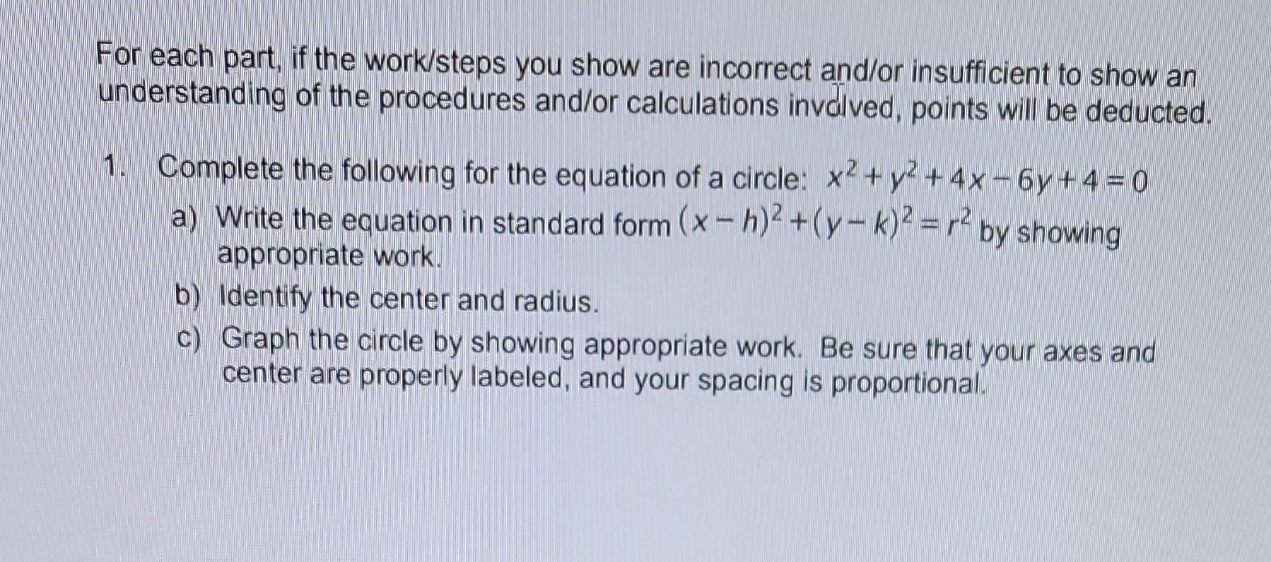 Solved For each part, if the work/steps you show are | Chegg.com