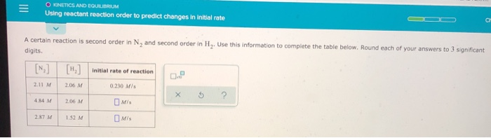 Solved O KINETICS AND EQUILIBRIUM Using reactant reaction | Chegg.com