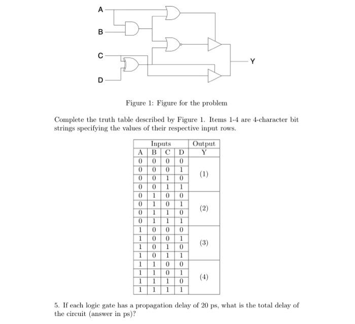 Solved A A B с Y D 0 0 0 1 0 0 Figure 1: Figure for the | Chegg.com