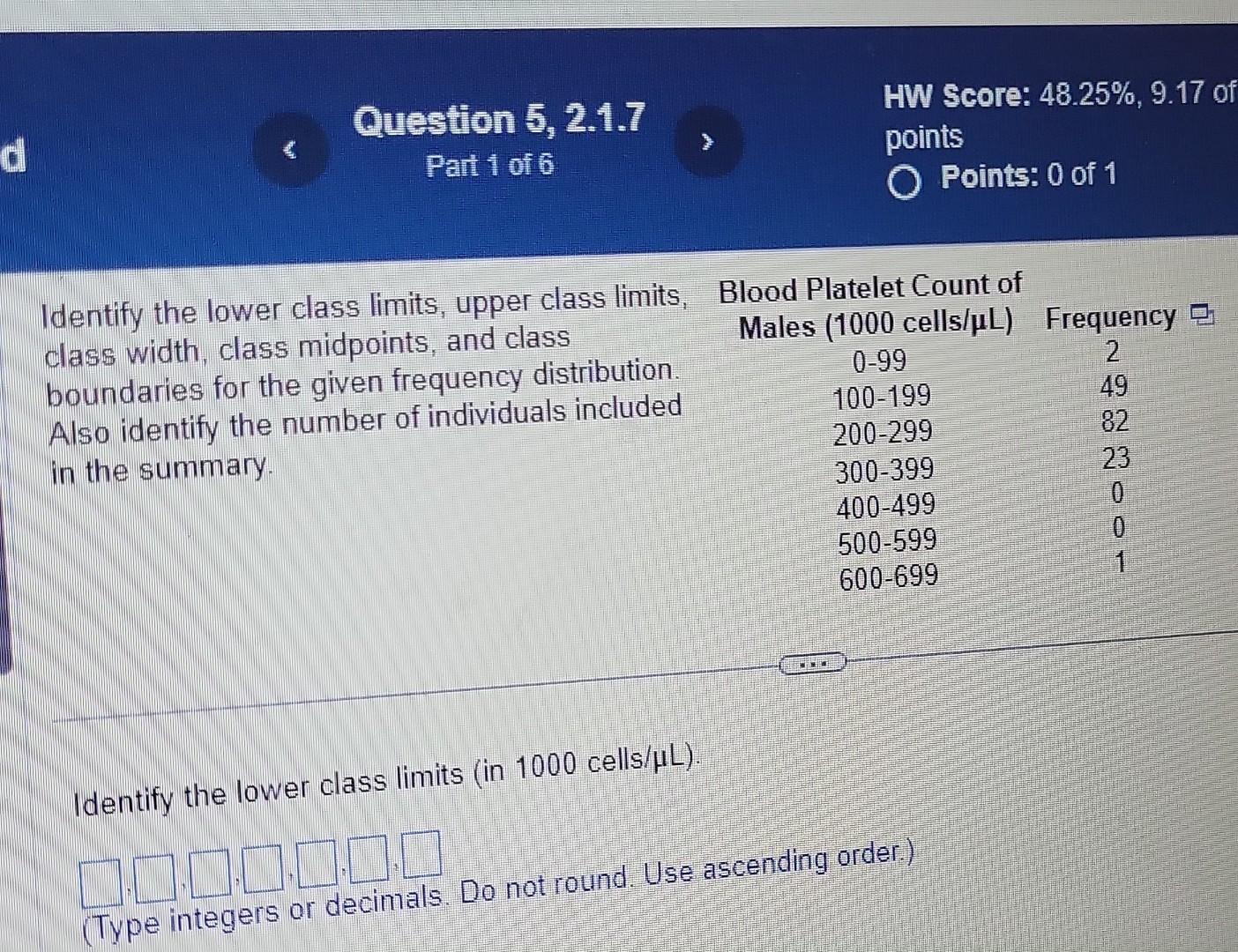 Solved Identify The Lower Class Limits in 1000 Cells L Chegg