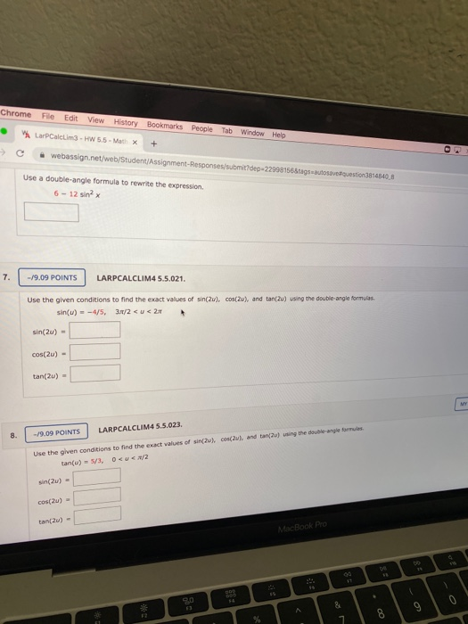 Solved Chrome File Edit View History Bookmarks People • Tab | Chegg.com
